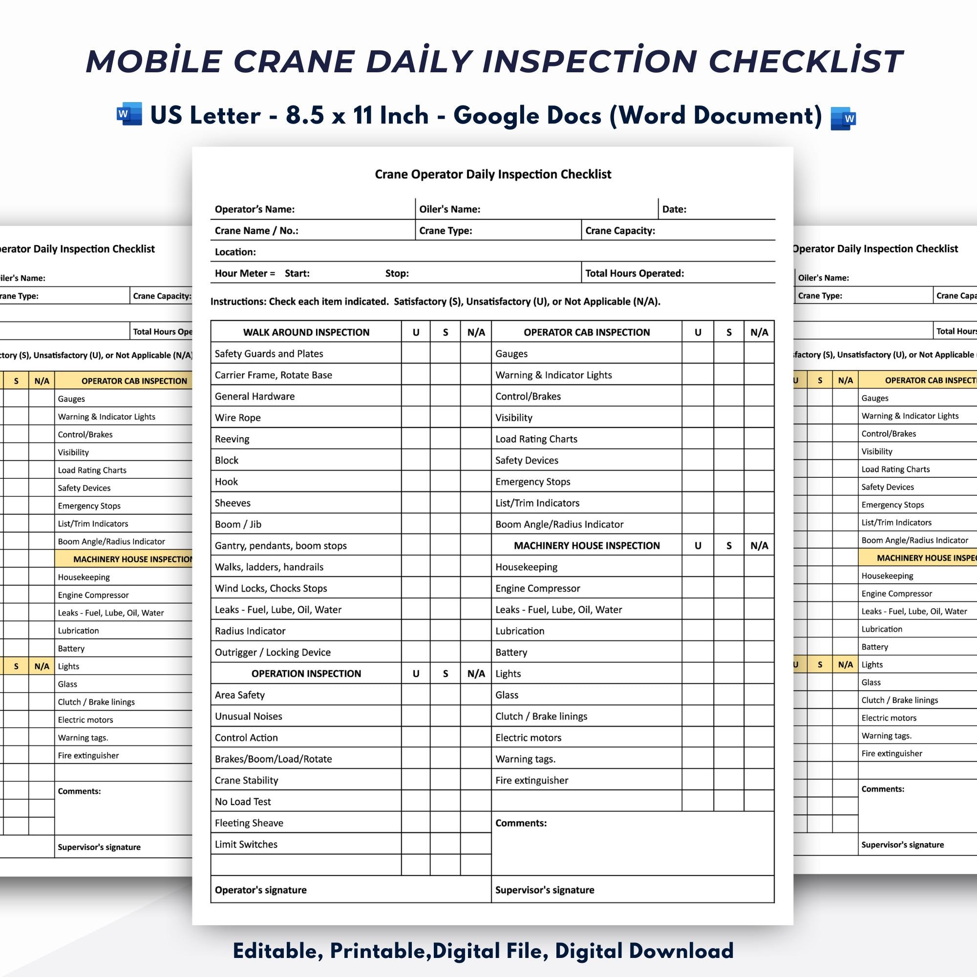 Daily Crane Inspection Checklist | CCO Exam Prep