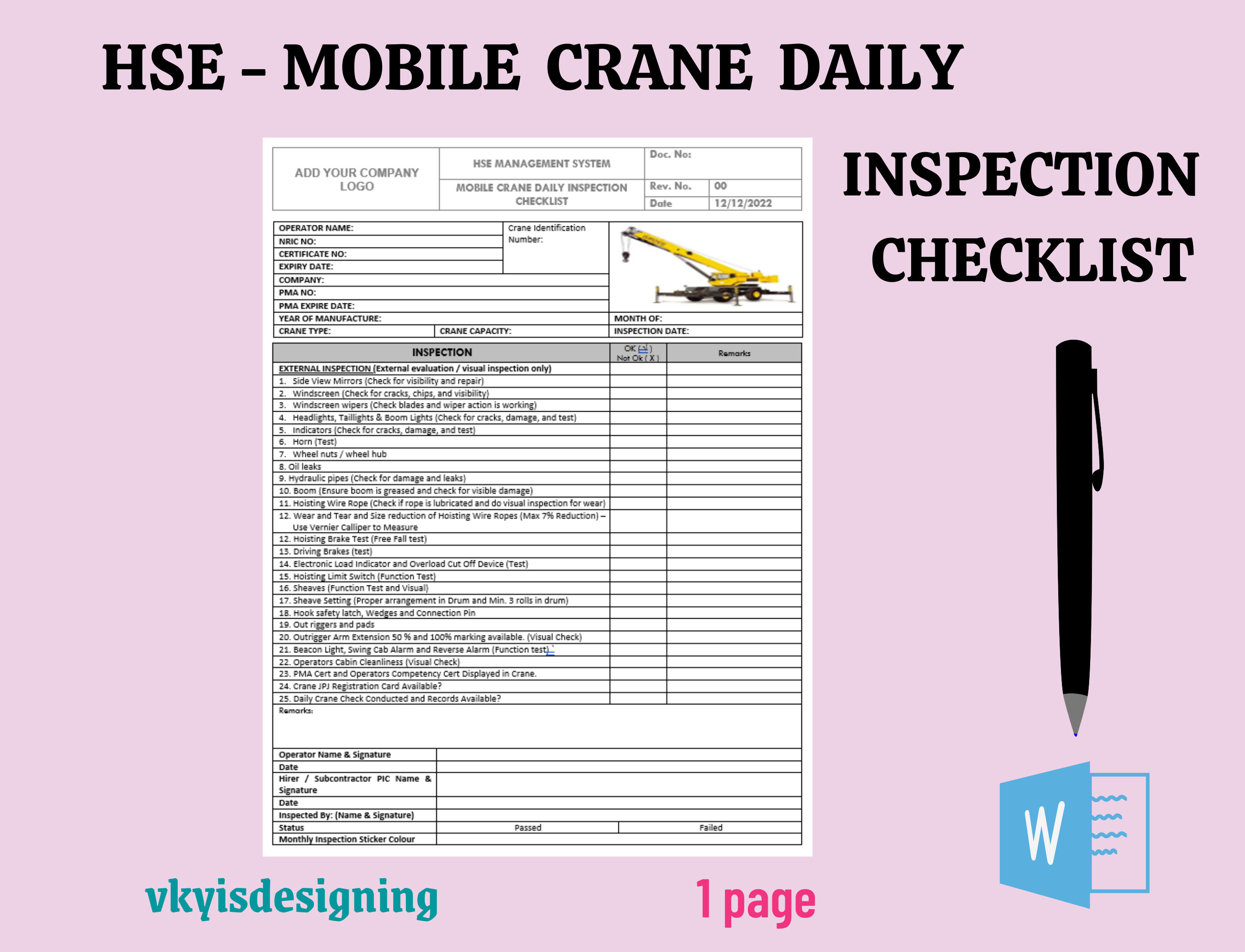 Daily Crane Inspection Checklist | CCO Exam Prep